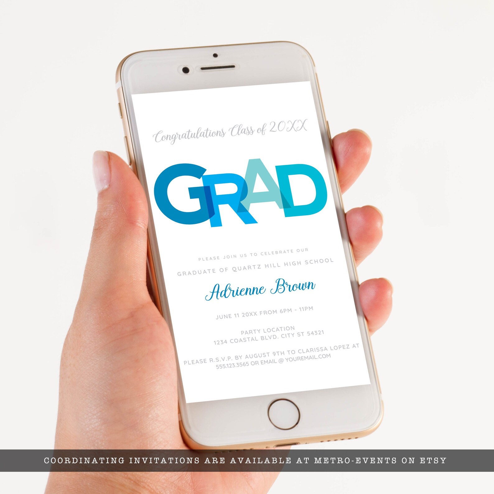 Editable Minimalist Blue Graduation Invitations Graduation - Etsy