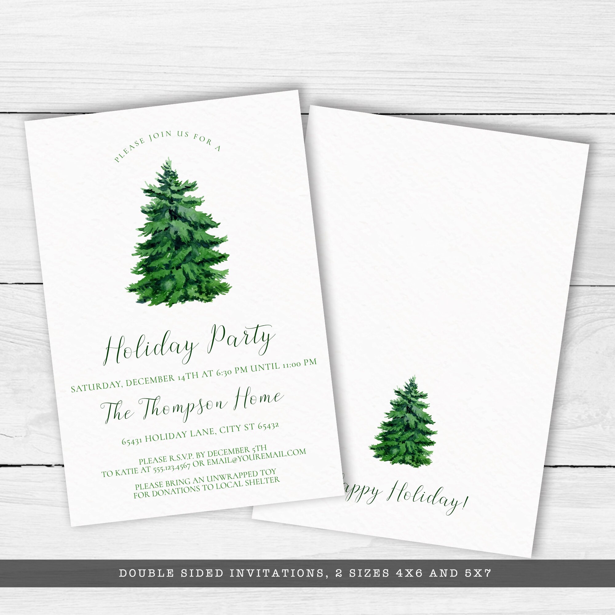 Christmas Tree Invitations Elegant Christmas Invitations | Etsy