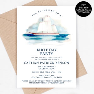 Sailing Party Invitations, Sail Birthday Invitation, Birthday Party ...