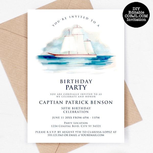Sailing into birthday invitation - Etsy Österreich