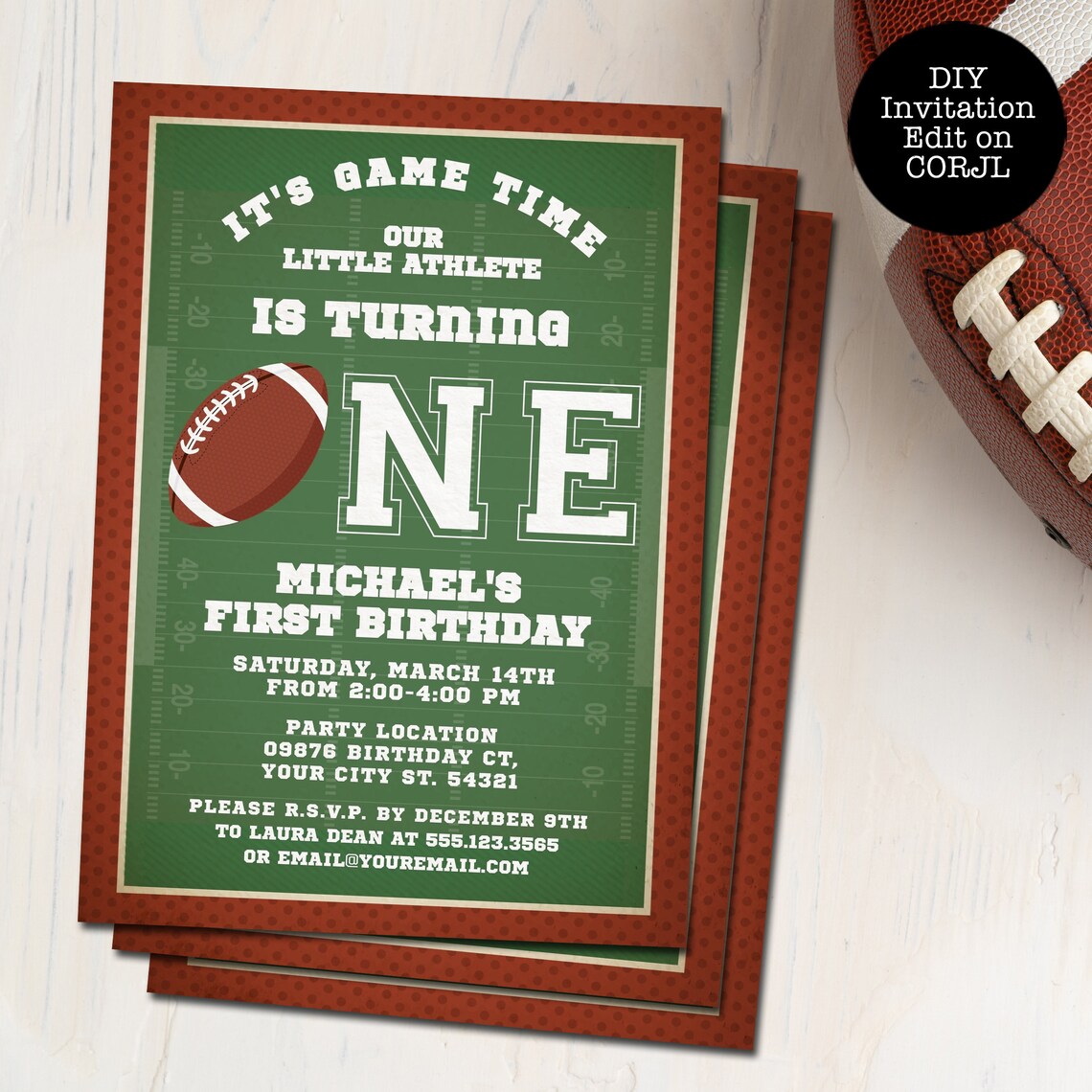 Football First Birthday Invitation American Football Birthday | Etsy