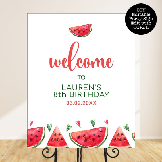 Watermelon Welcome Sign, Sweet Celebration Welcome Signs, Printable ...
