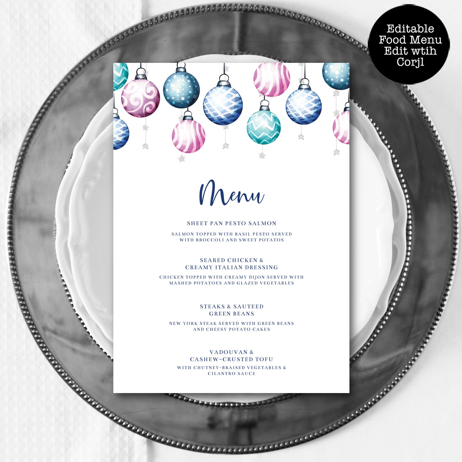 Ornament Christmas Menu Dinner Menu Holiday Food Menu Food - Etsy