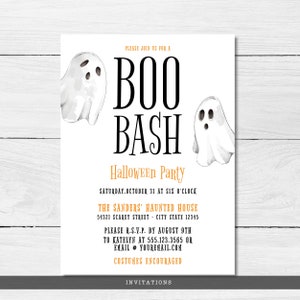 Boo Bash Halloween Invitations, Ghost Halloween Party Invitations, Kids ...