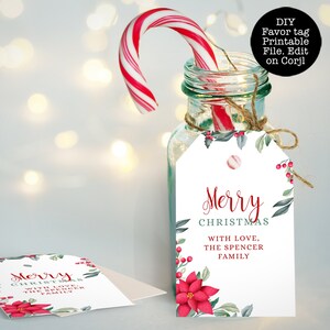 Poinsettia Tags, Floral Christmas Gift Tags, Holiday Favor Tags ...