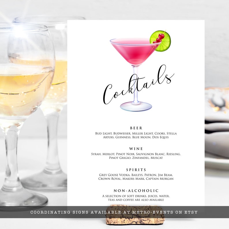 Pink Cocktail Welcome Signs Cosmo Sign Printable Sign - Etsy