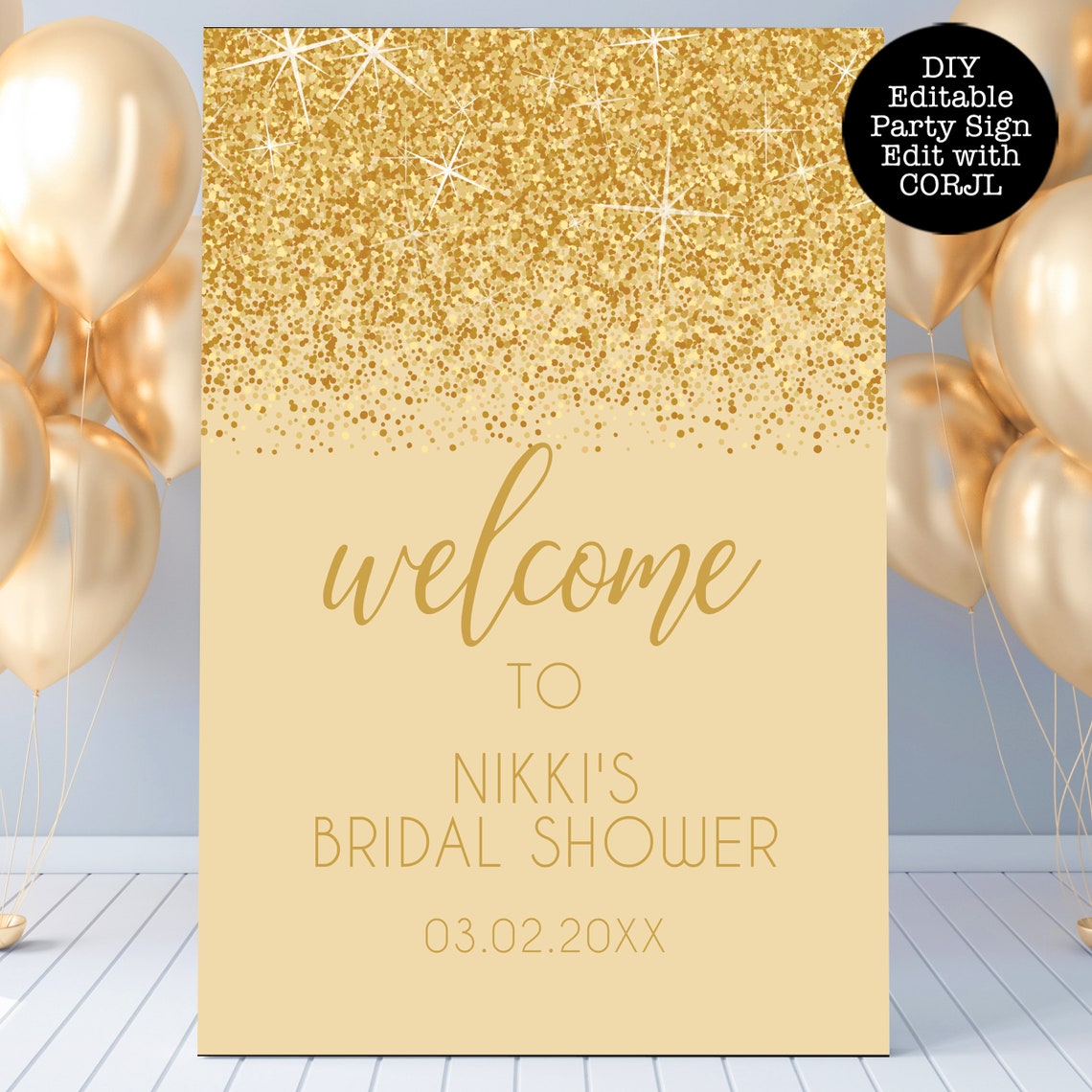 Gold Glitter Welcome Sign Glam Party Sign Gold Glitter Sign - Etsy