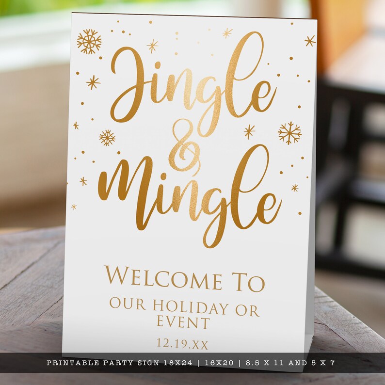 Jingle and Mingle Welcome Sign Printable Welcome Sign Corjl - Etsy