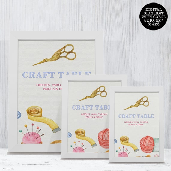 Craft Table Sign, Printable Table Sign, Printable Craft Sign, Instant ...