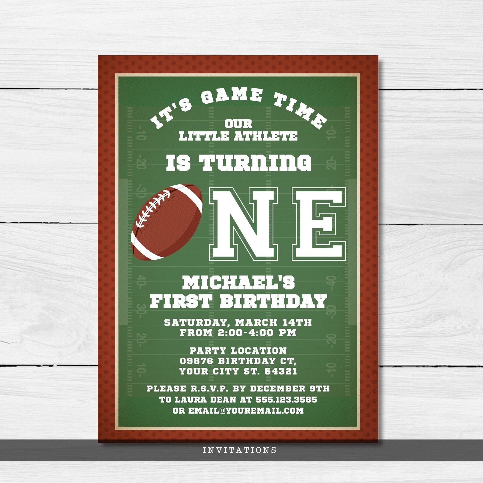 Football First Birthday Invitation: Editable Party Invite (digital ...