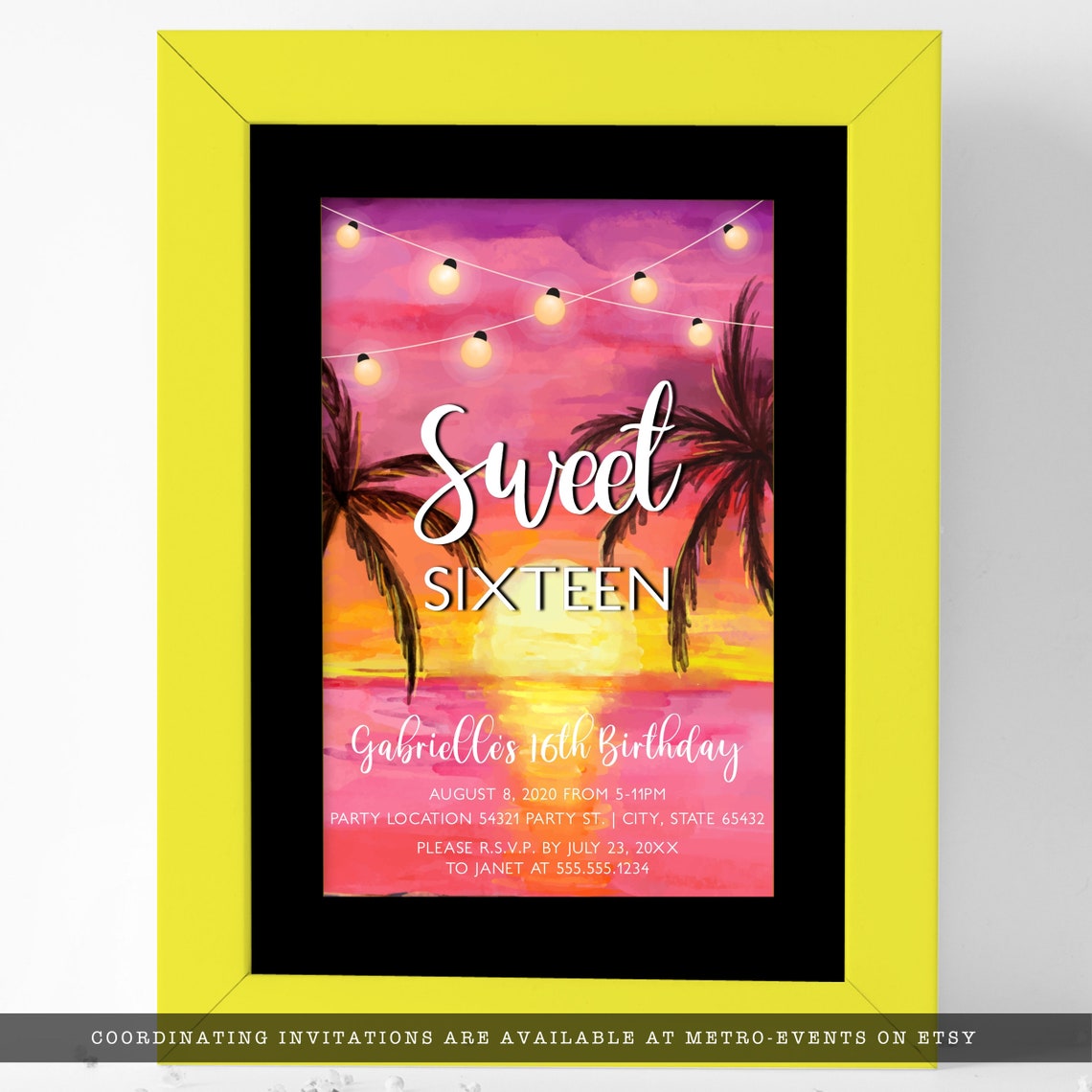 Tropical Sunset Favor Tag, Sunset Gift Tags, Editable Gift Labels ...