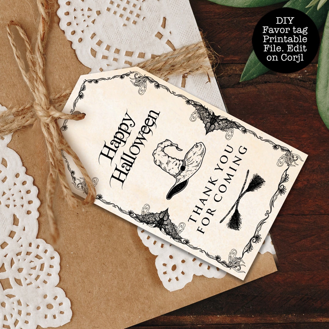 Vintage Witch Tags, Halloween Gift Tags, Vintage Halloween Gift Tags ...