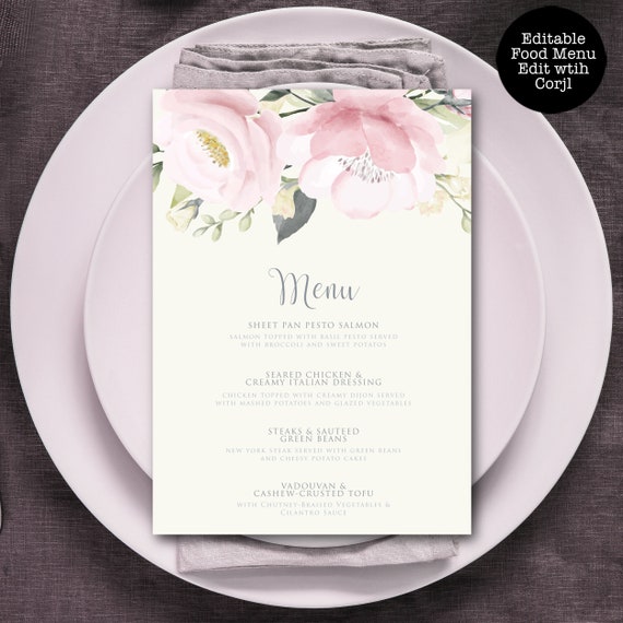 Pink and White Rose Food Menu, Rose Dinner Menu, Food Menu, Dinner Menu ...