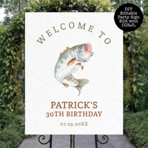 Gone Fishing Welcome Sign, Jumping Fish Printable Sign, Printable Sign ...