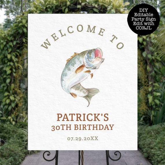 Gone Fishing Welcome Sign, Jumping Fish Printable Sign, Printable Sign ...