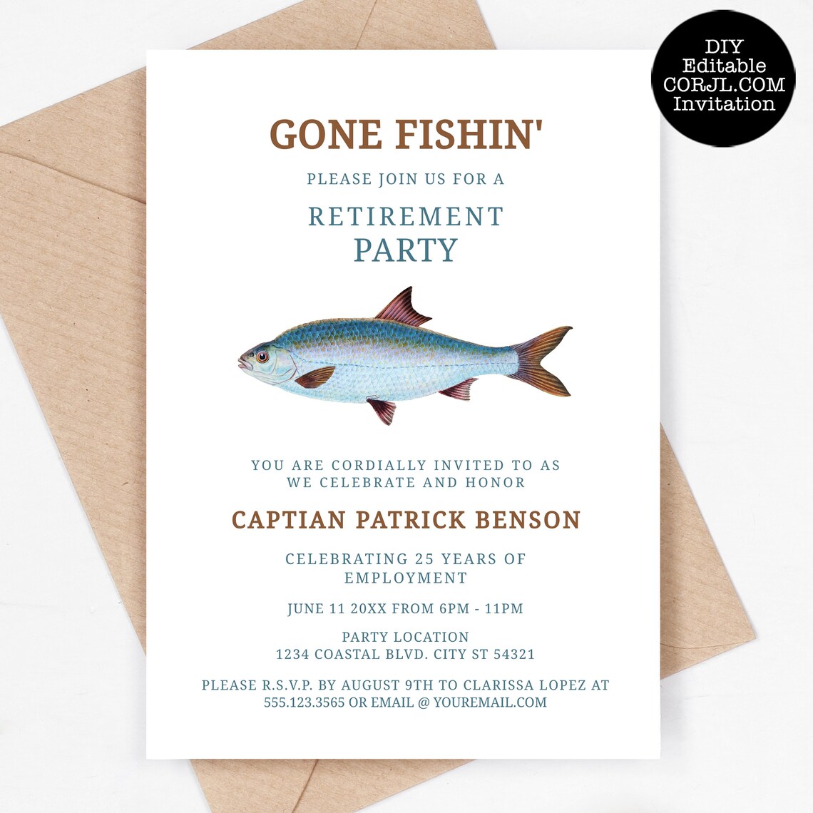Fishing Retirement Party Invitations Gone Fishing Retirement - Etsy