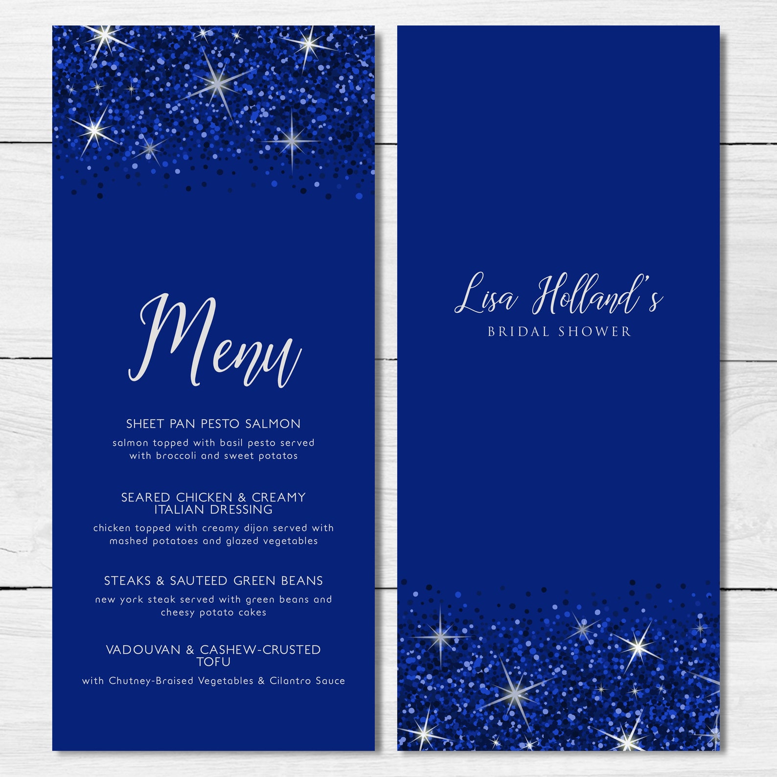 Blue Glitter Food Menu Royal Blue Dinner Menu Food Menu - Etsy