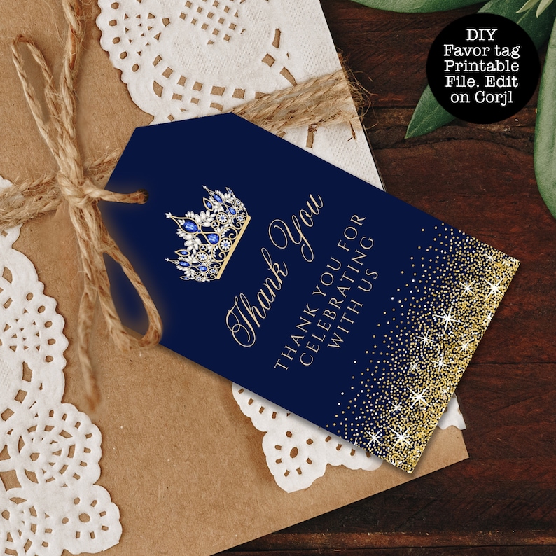 Navy and Gold Glitter Favor Tags Gold Glitter Gift Tag - Etsy