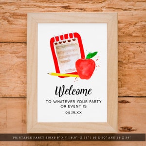 School Themed Welcome Signs, Teacher Welcome Signs, Printable Party ...