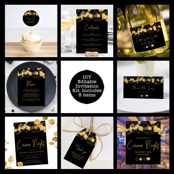 Casino Party Decor, Poker Night Invitation Set, Casino Invitation, Las ...