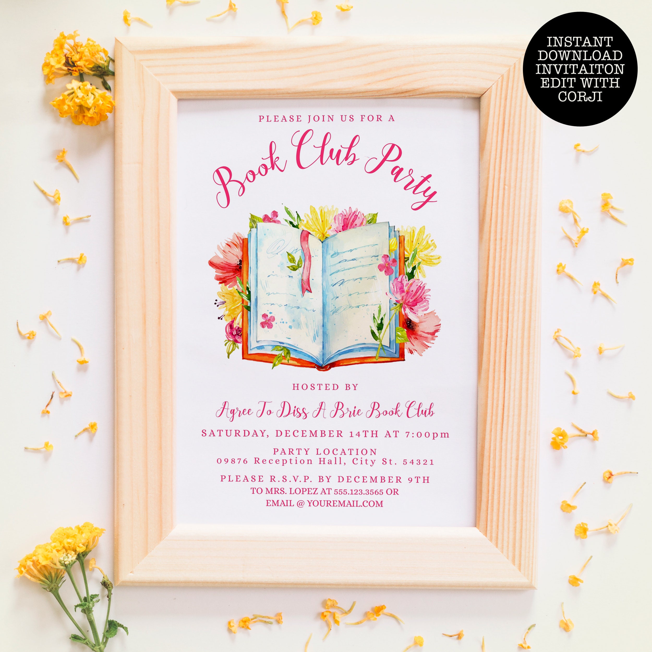 Book Club Invitation Book Party Invitation Floral Book Club | Etsy