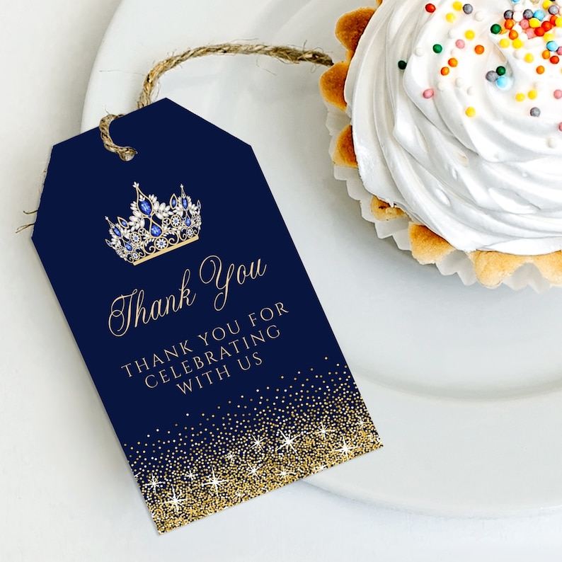 Navy and Gold Glitter Favor Tags Gold Glitter Gift Tag - Etsy