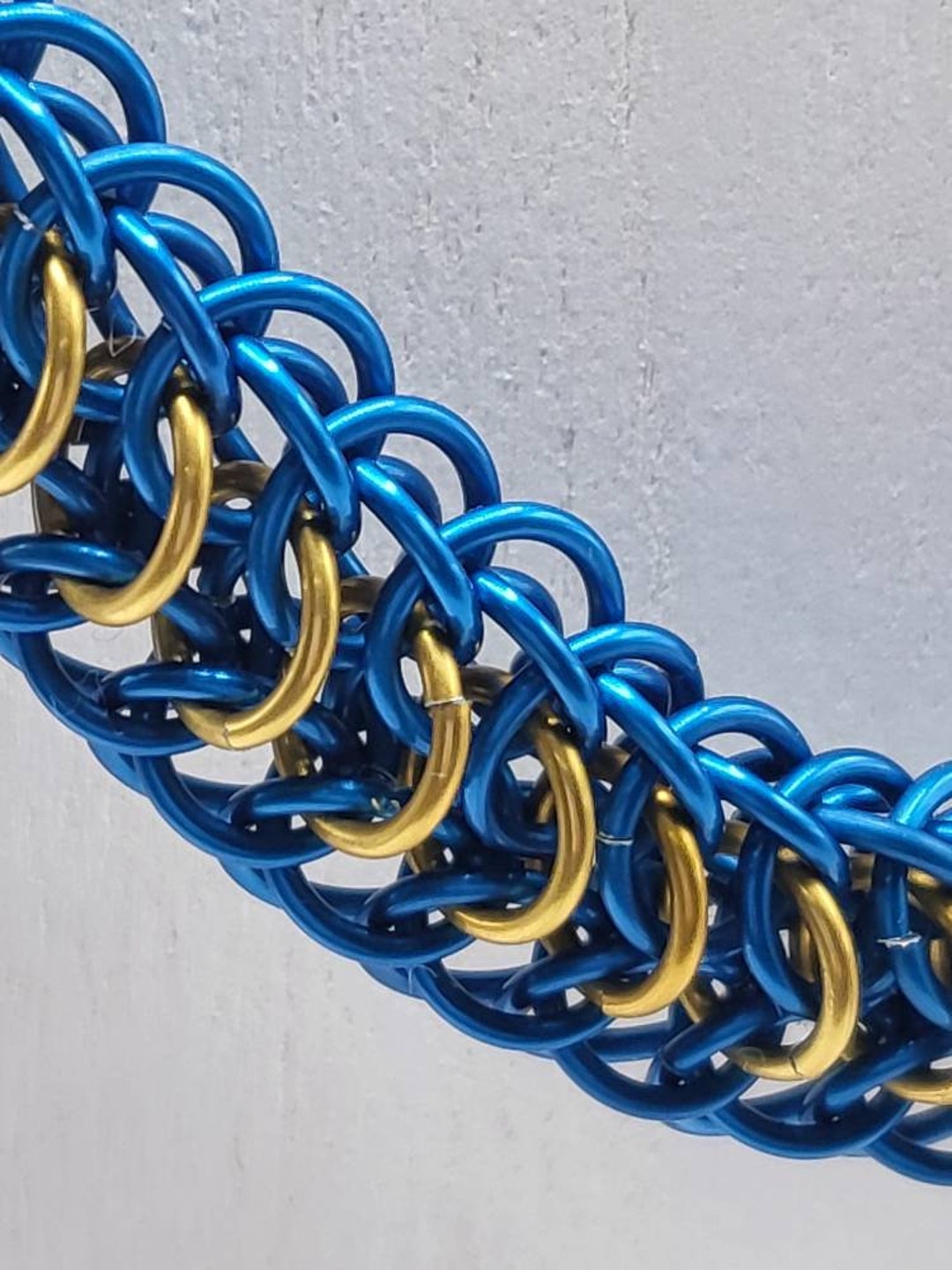 Blue and Gold Reversible Dragon Back Chainmaille Bracelet - Etsy