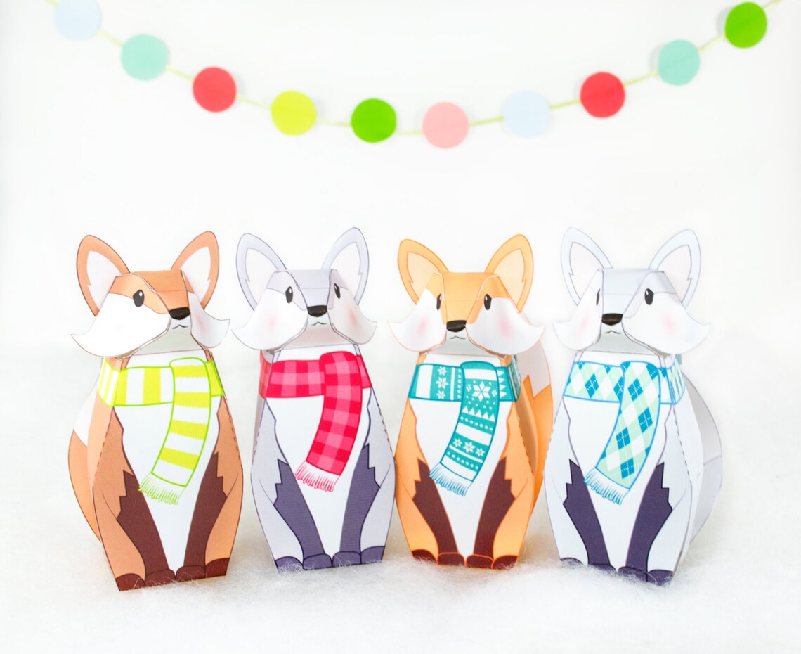 Printable Winter Fox Gift Boxes DIY Christmas Party Favor - Etsy