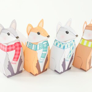 Printable Winter Fox Gift Boxes, DIY Christmas Party Favor, Children's ...
