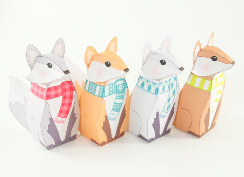 Printable Winter Fox Gift Boxes DIY Christmas Party Favor - Etsy