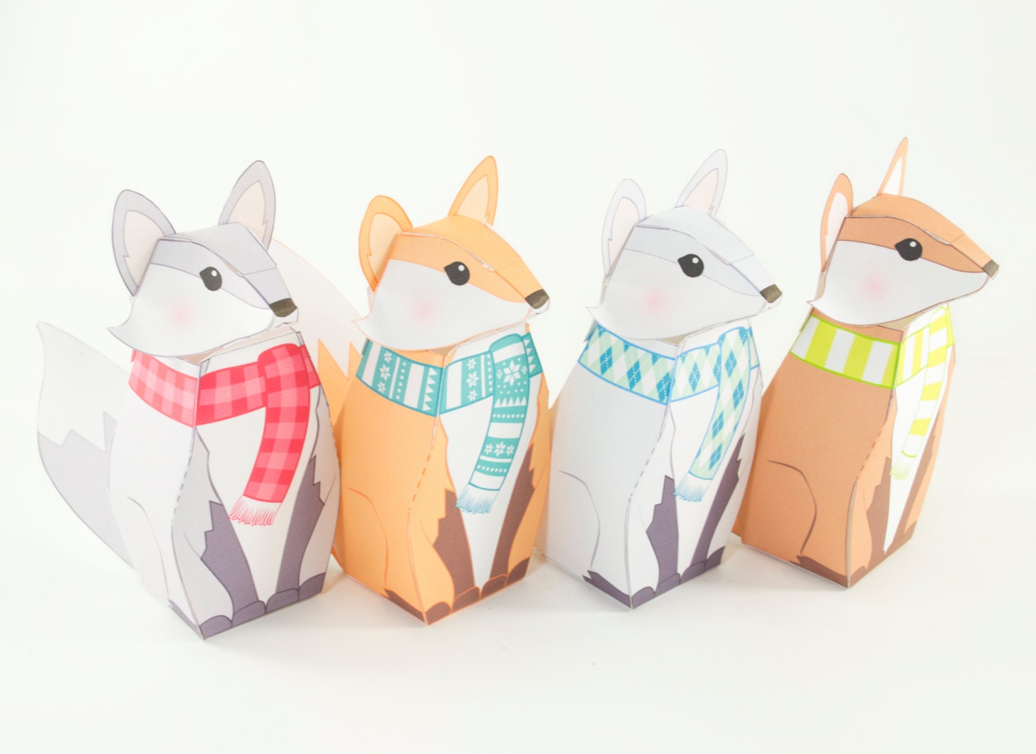 Printable Winter Fox Gift Boxes, DIY Christmas Party Favor, Children's ...
