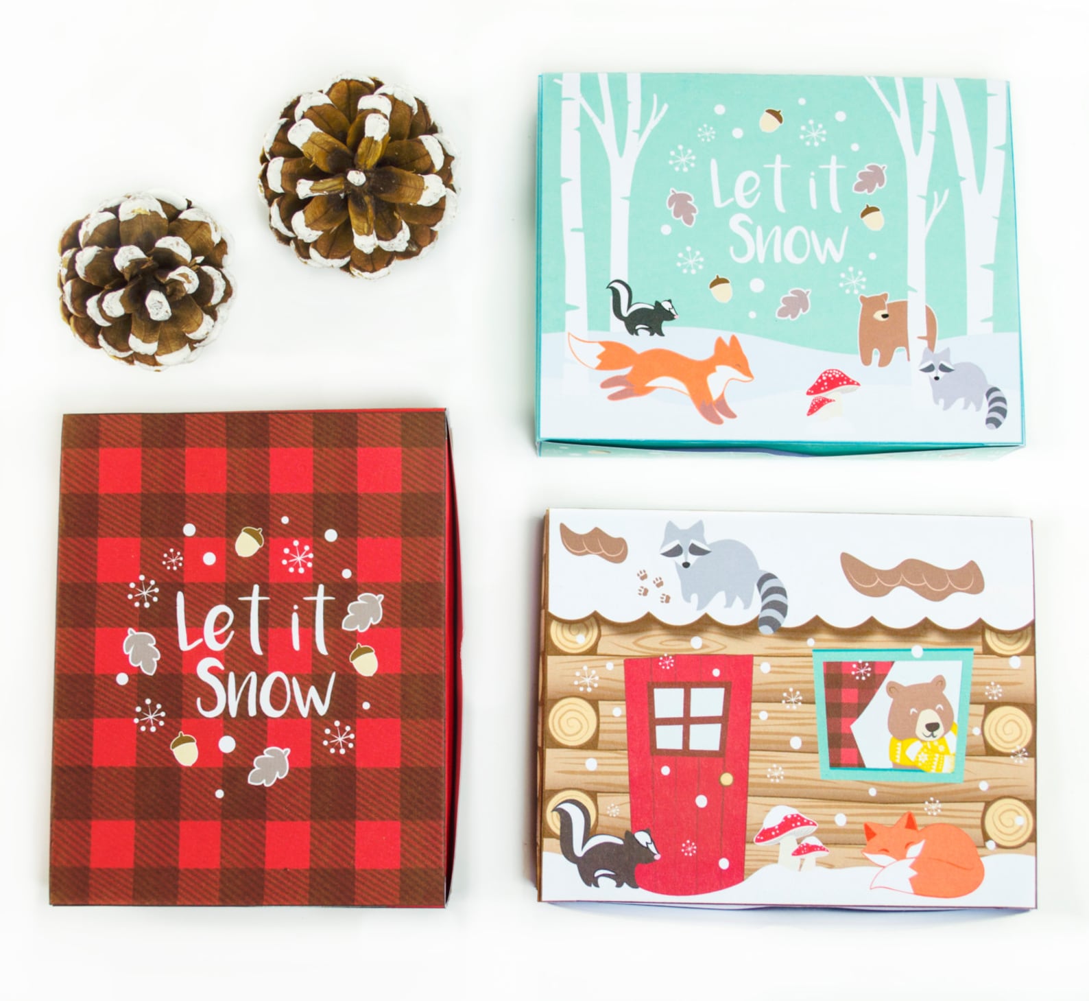 Printable Winter Woodland Cookie Boxes, Set of 3 Printable Gift Boxes ...
