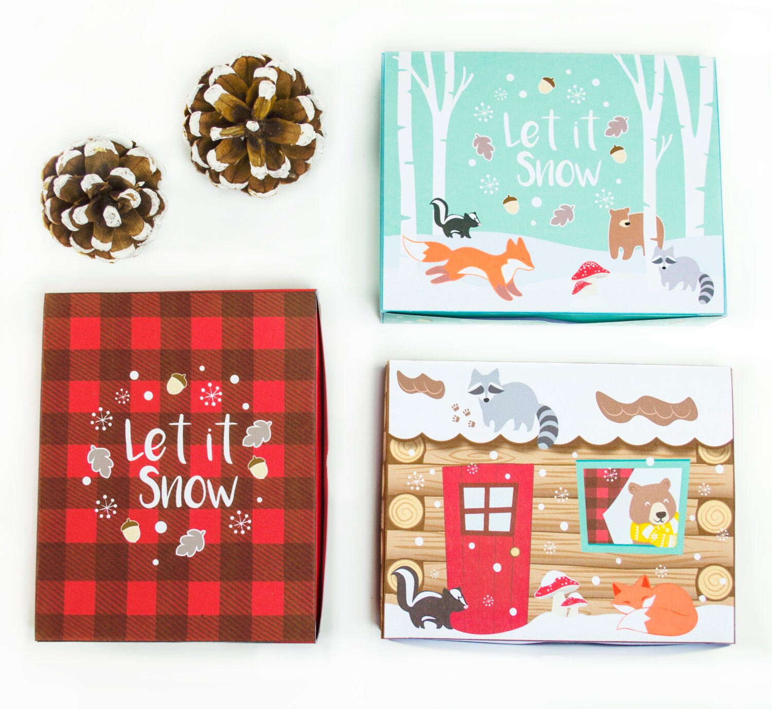 Printable Winter Woodland Cookie Boxes, Set of 3 Printable Gift Boxes ...