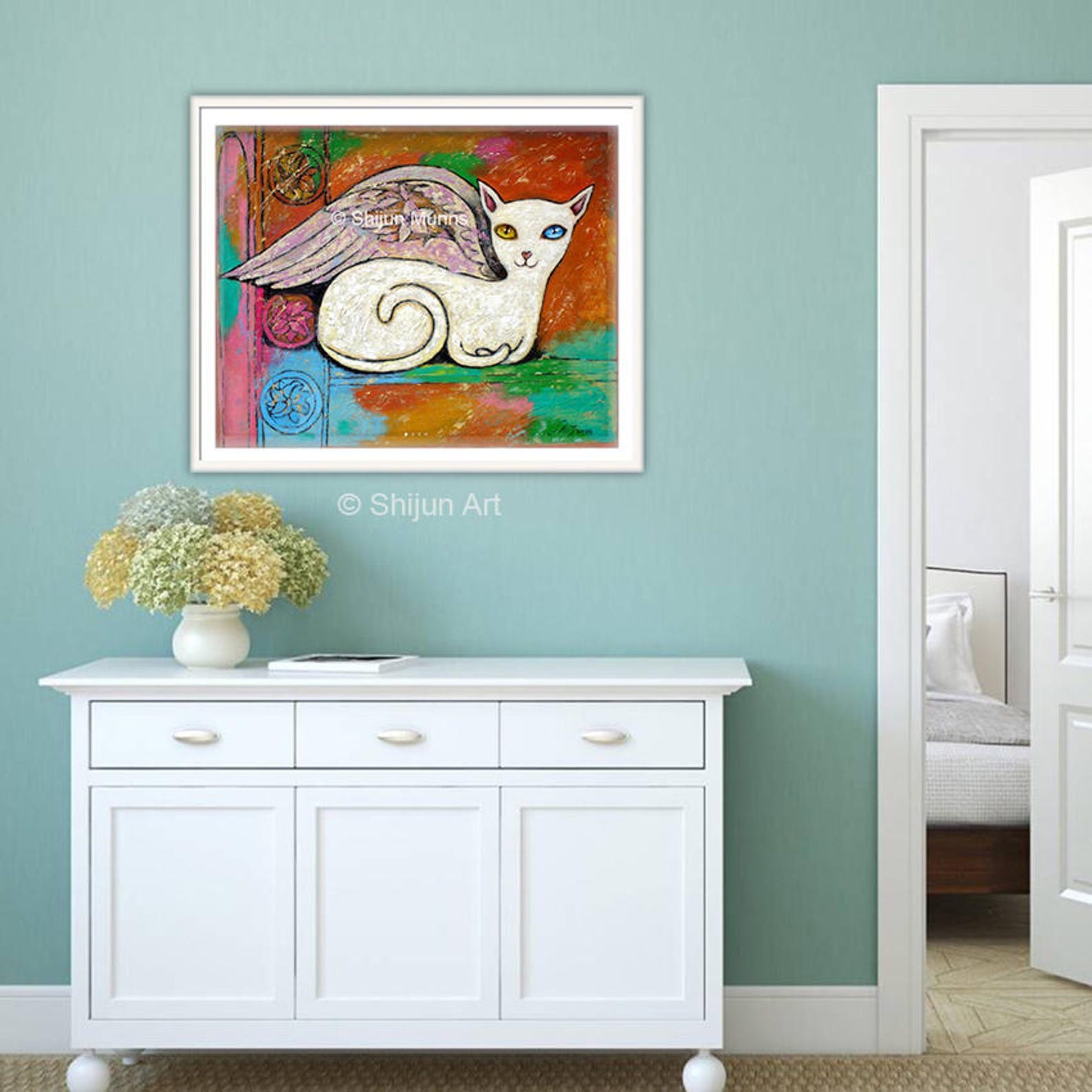 White Angel Cat-angel Cat-cat Print-animal Lovers-cat Lovers Gift - Etsy