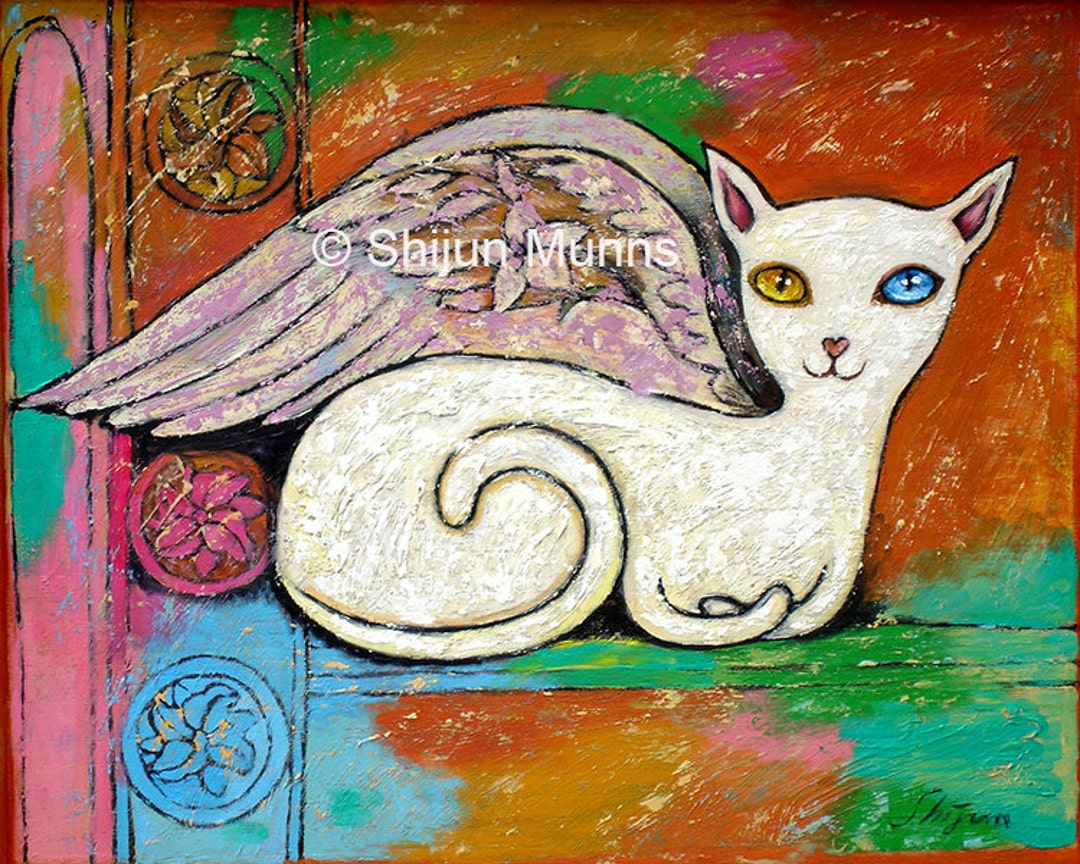 White Angel Cat-angel Cat-cat Print-animal Lovers-cat Lovers Gift - Etsy