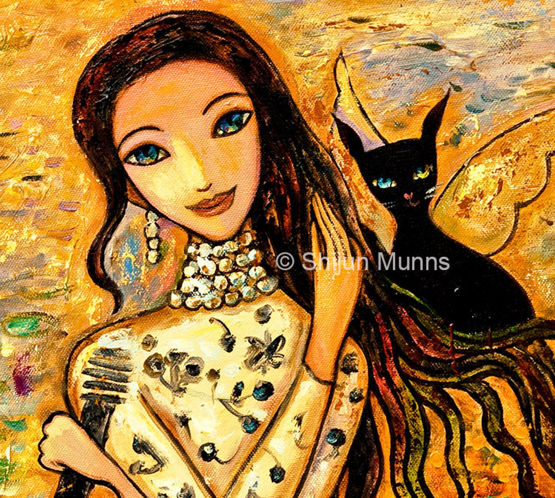 Mermaid Art Print: Lotus Pool Mermaid-golden Giclee Print by Shijun ...