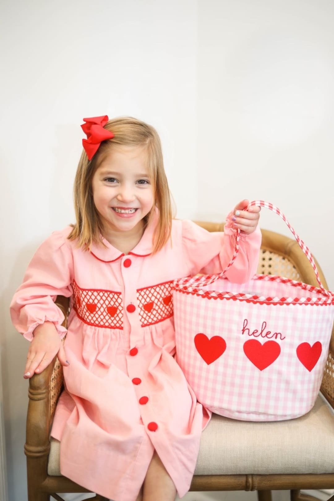 Girl Pink Smocked Heart DRESS, Girl Valentines Day Outfit, Smocked ...