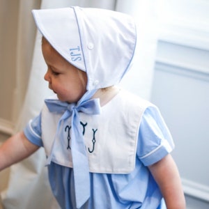 Baby White Bonnet Boy Monogrammed White Bonnet New Baby Boy - Etsy