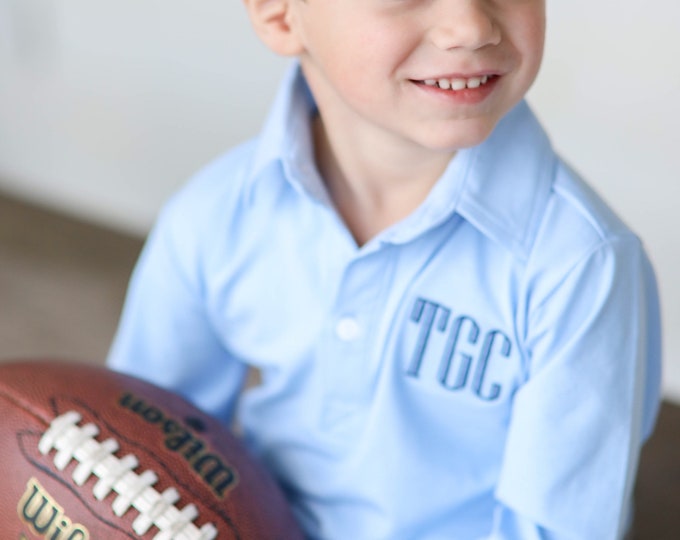 Baby Blue Long Sleeve Monogrammed Polo Shirt Boy Polo Shirt - Etsy