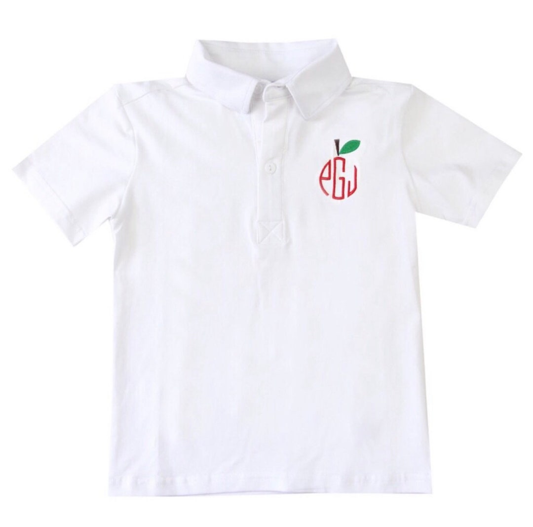 Boys Monogrammed Apple Polo Boy Back to School Polo Boy - Etsy