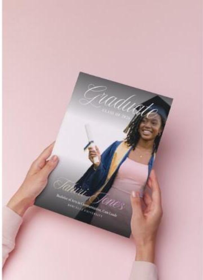 Editable Graduation Invitation Template, Modern Photo Grad Announcement ...