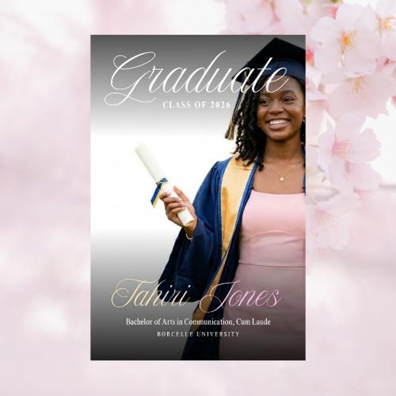 Editable Graduation Invitation Template, Modern Photo Grad Announcement ...