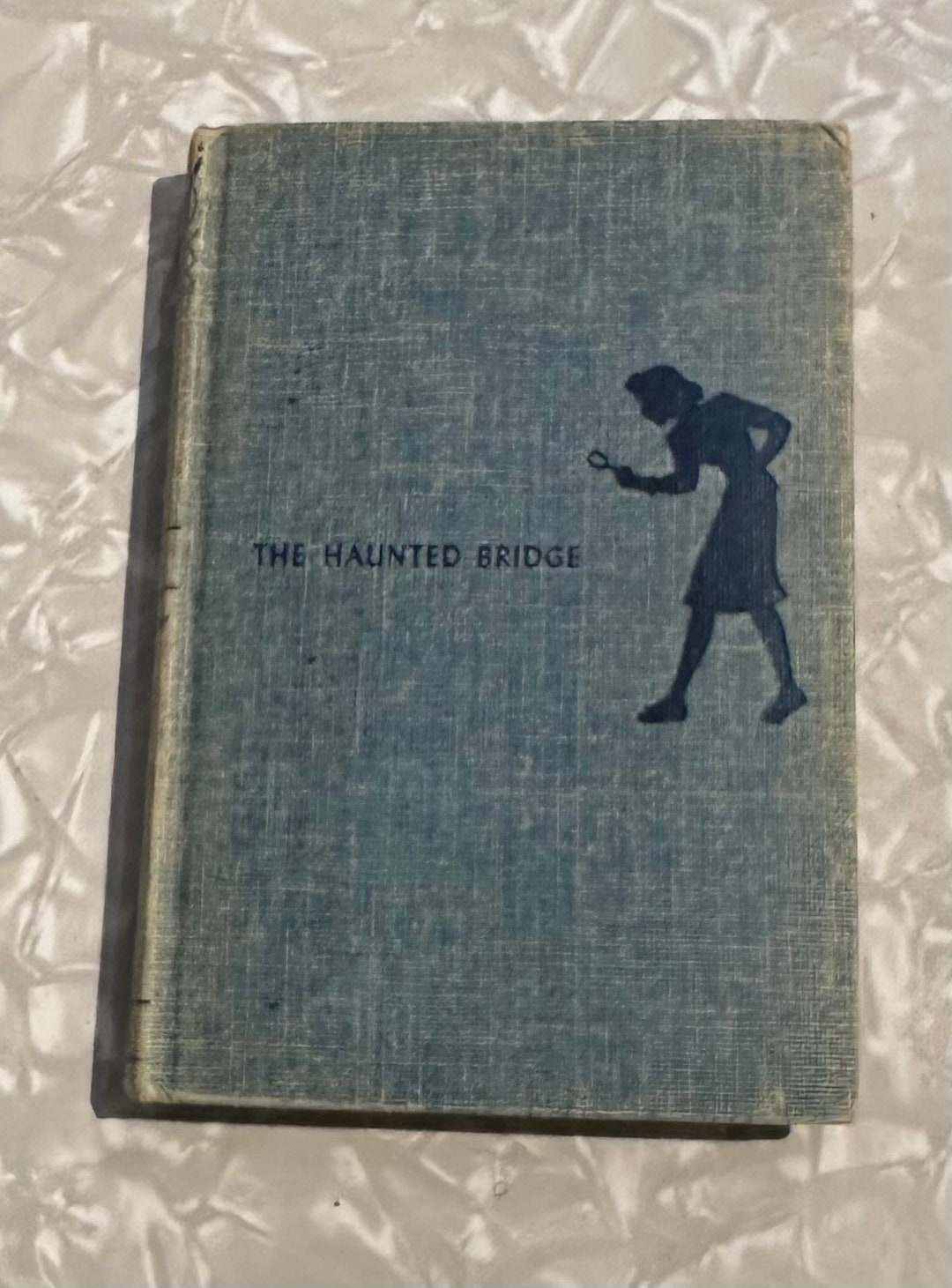 Nancy Drew #15 Haunted Bridge Blue Tweed Carolyn Keene Digger Endpapers ...