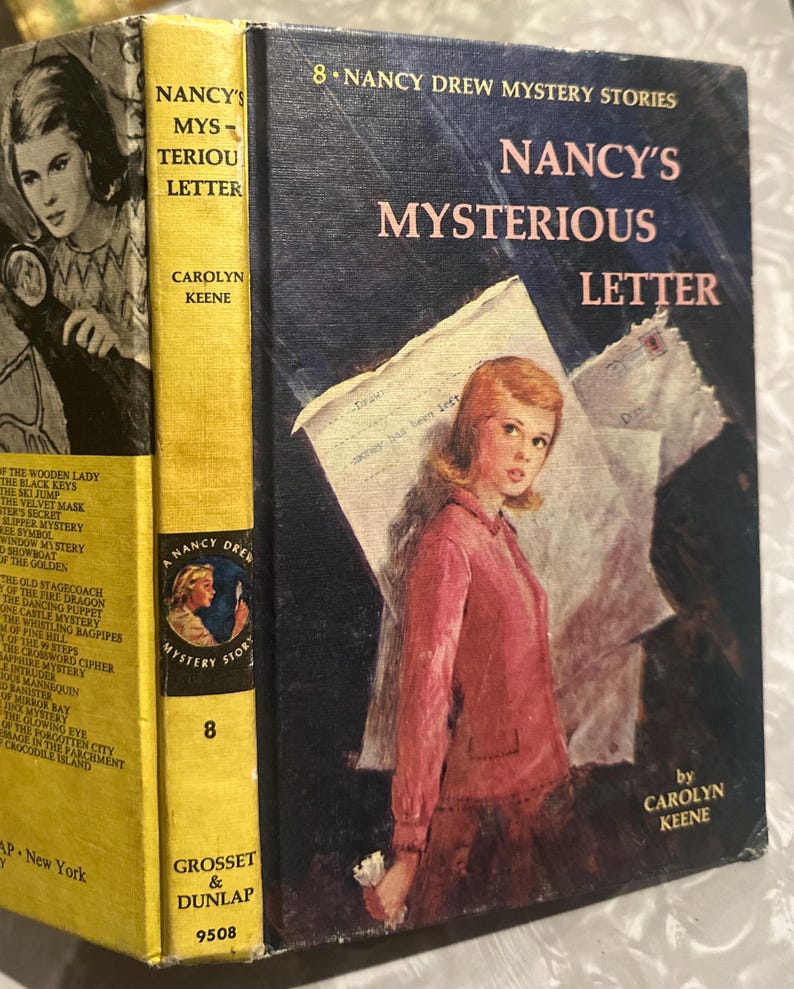 Nancy Drew #8 Nancy's Mysterious Letter Carolyn Keene RT Yellow Spine ...
