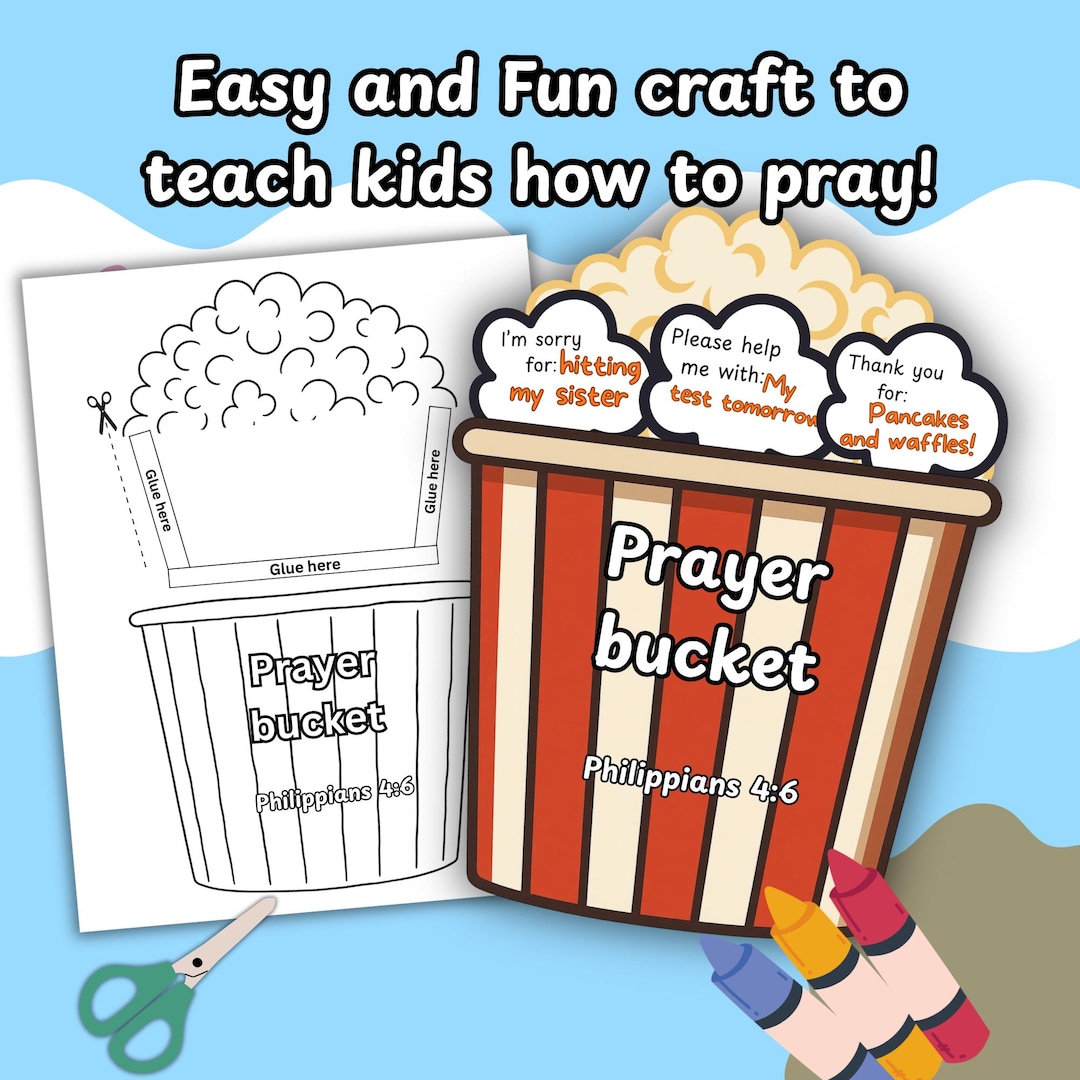 Printable Prayer Bucket Craft, Sunday School Bible Lesson Outline, VBS ...