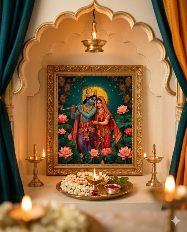Buy Radha Krishna Digital Print Instant Download Hindu God Wall Art ...
