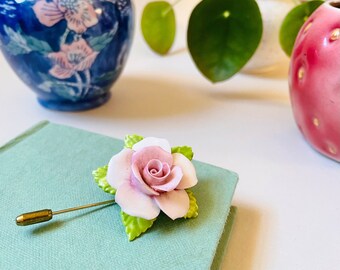 Porcelain Rose Pin - Etsy