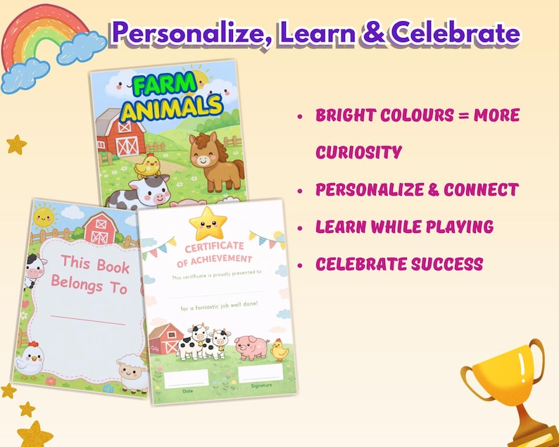 Toddler Farm Animals Coloring Book Printable, Fun Preschool Nursery ...