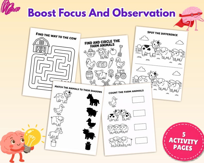 Toddler Farm Animals Coloring Book Printable, Fun Preschool Nursery ...