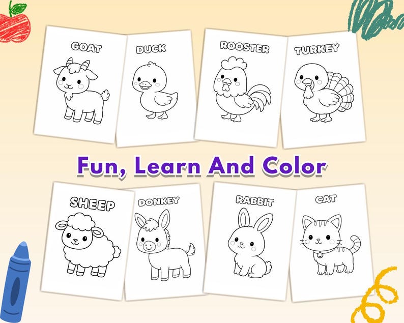 Toddler Farm Animals Coloring Book Printable, Fun Preschool Nursery ...